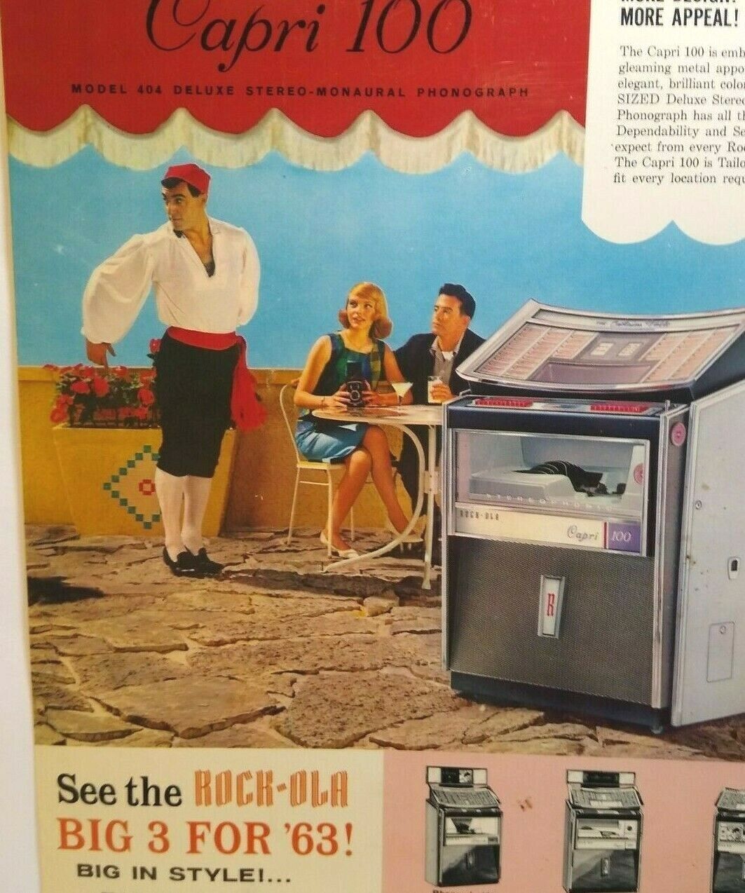 Rock Ola Capri 100 Jukebox FLYER Original Phonograph Music Vintage ...