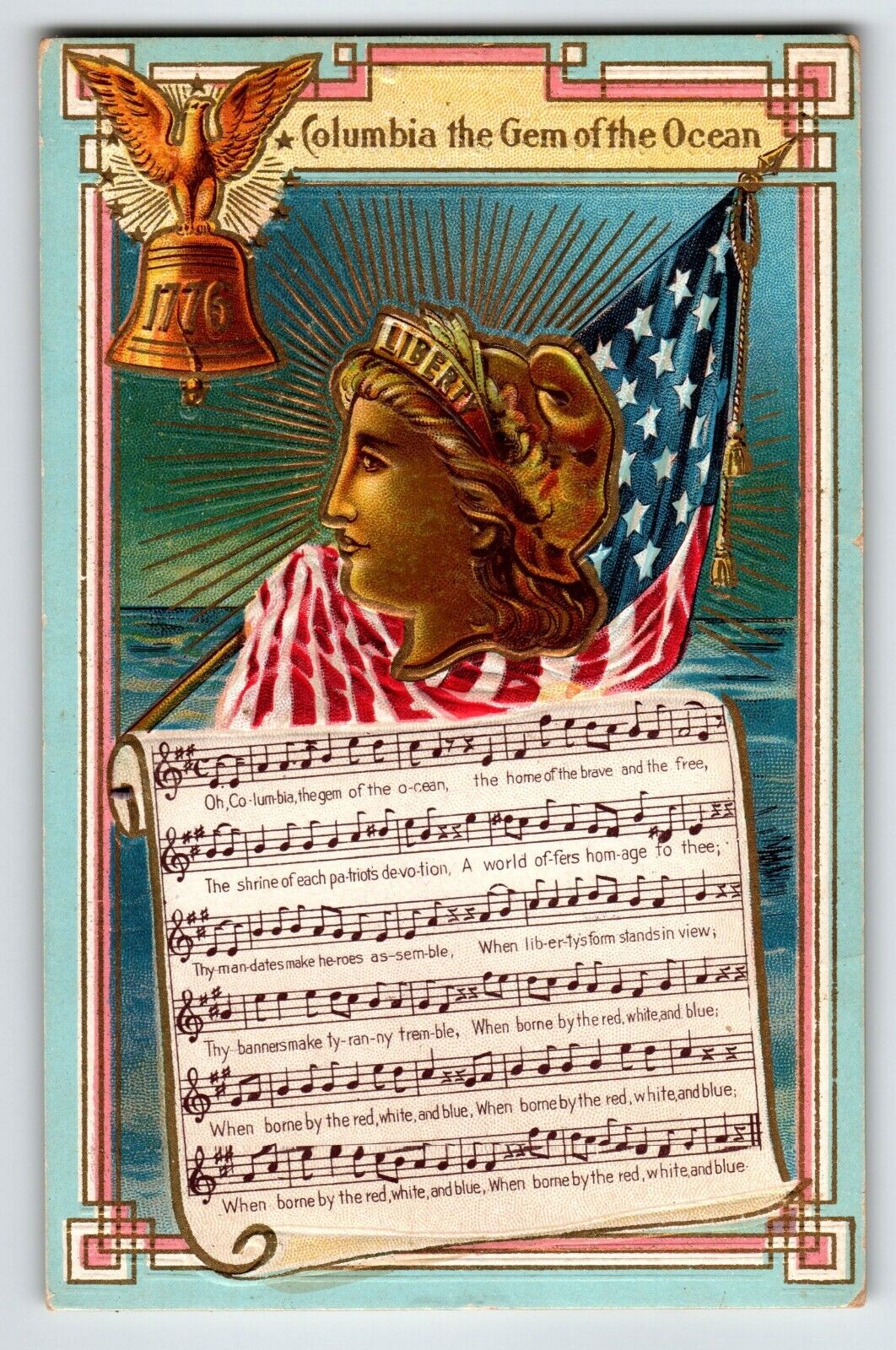 Columbia The Gem Of The Ocean Postcard US National Song Series 1910 A ...