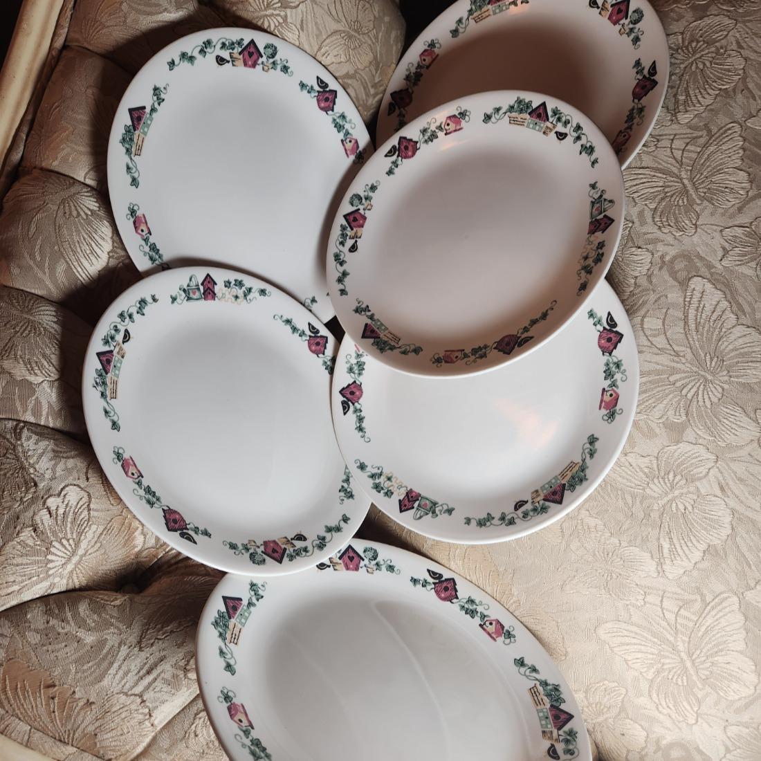Corelle Garden Home Birdhouse 10.25" Dinner Plate Dish Set Of 6