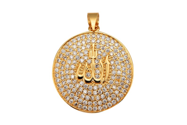 1 pc 18K Gold Arabic Word Allah Moslem Muslim Islam Calligraphy Coin ...