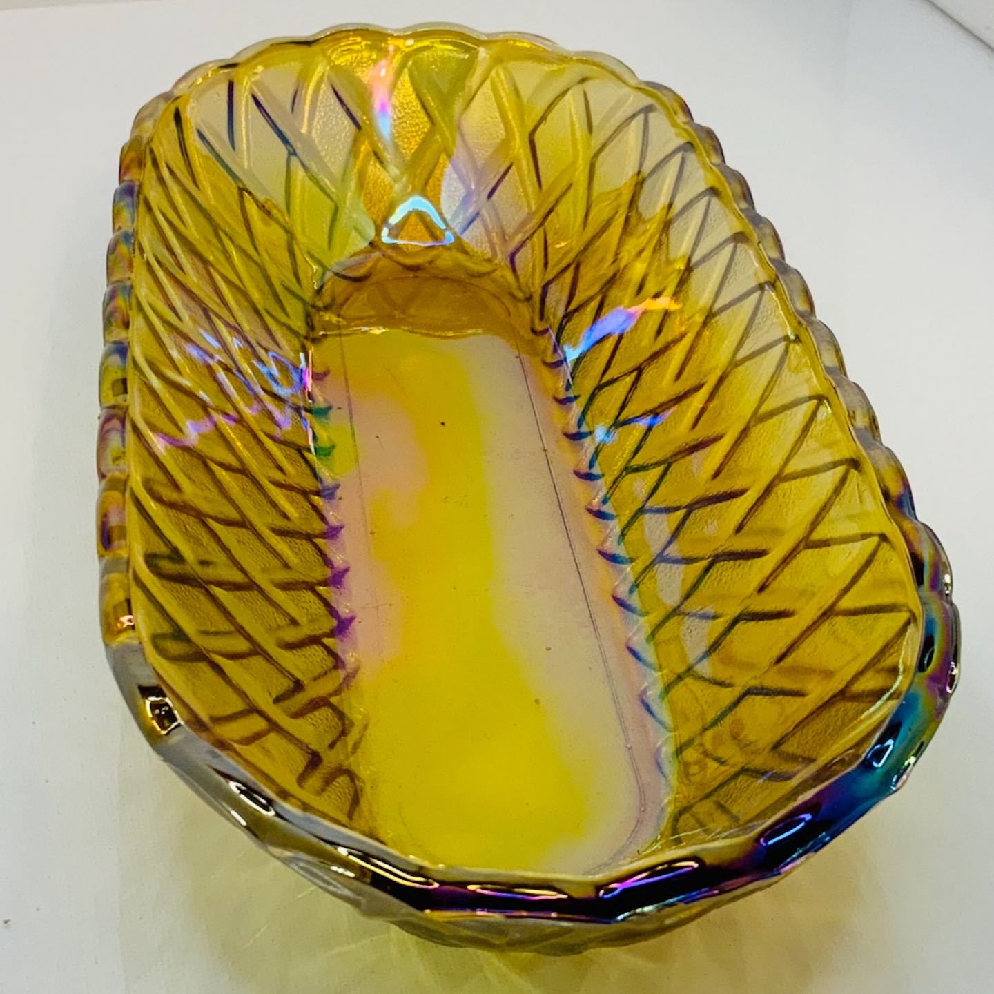 Stunning Golden Amber Carnival Glass Trinket Dish Votive Gravy Boat ...