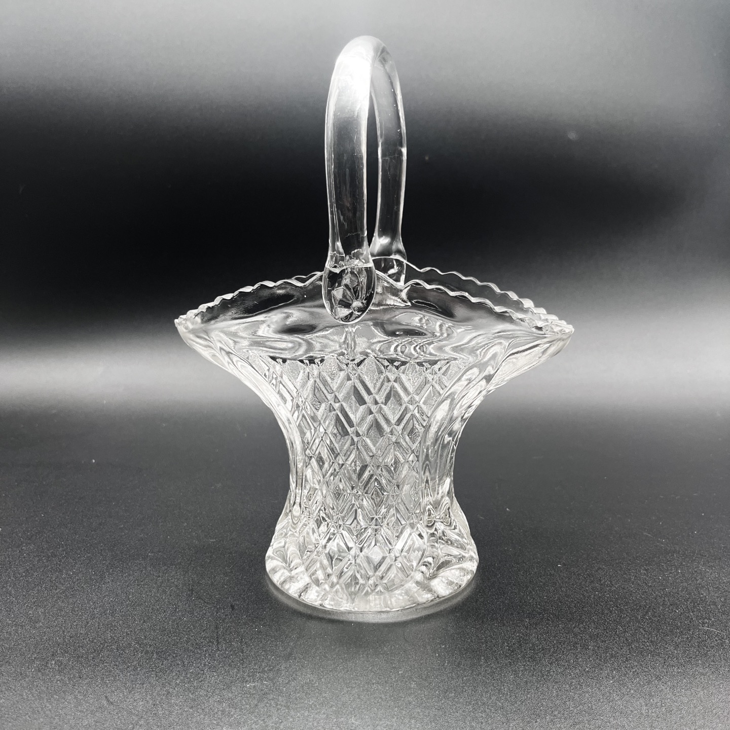 Vintage Princess House Lead Crystal Basket Handled Wedding Vase Clear ...