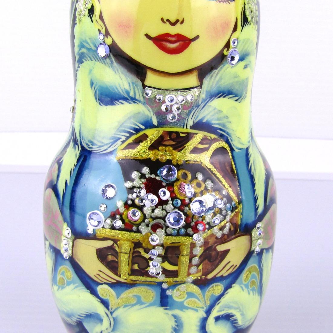 Russian Matryoshka Nesting Doll 5.9" 5 Pc., Jeweled Princess Hand Made ...