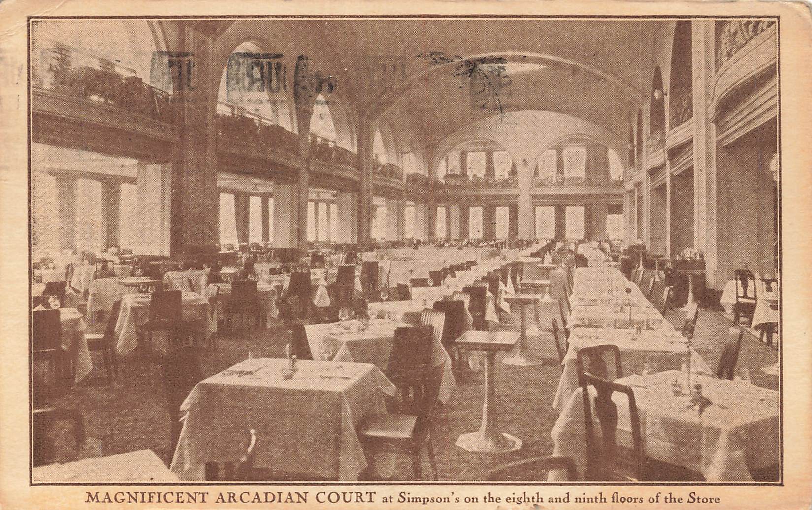 TORONTO CANADA~ARCADIAN COURT SIMPSON'S-8 & 9th FLOOR OF STORE~1929 ...