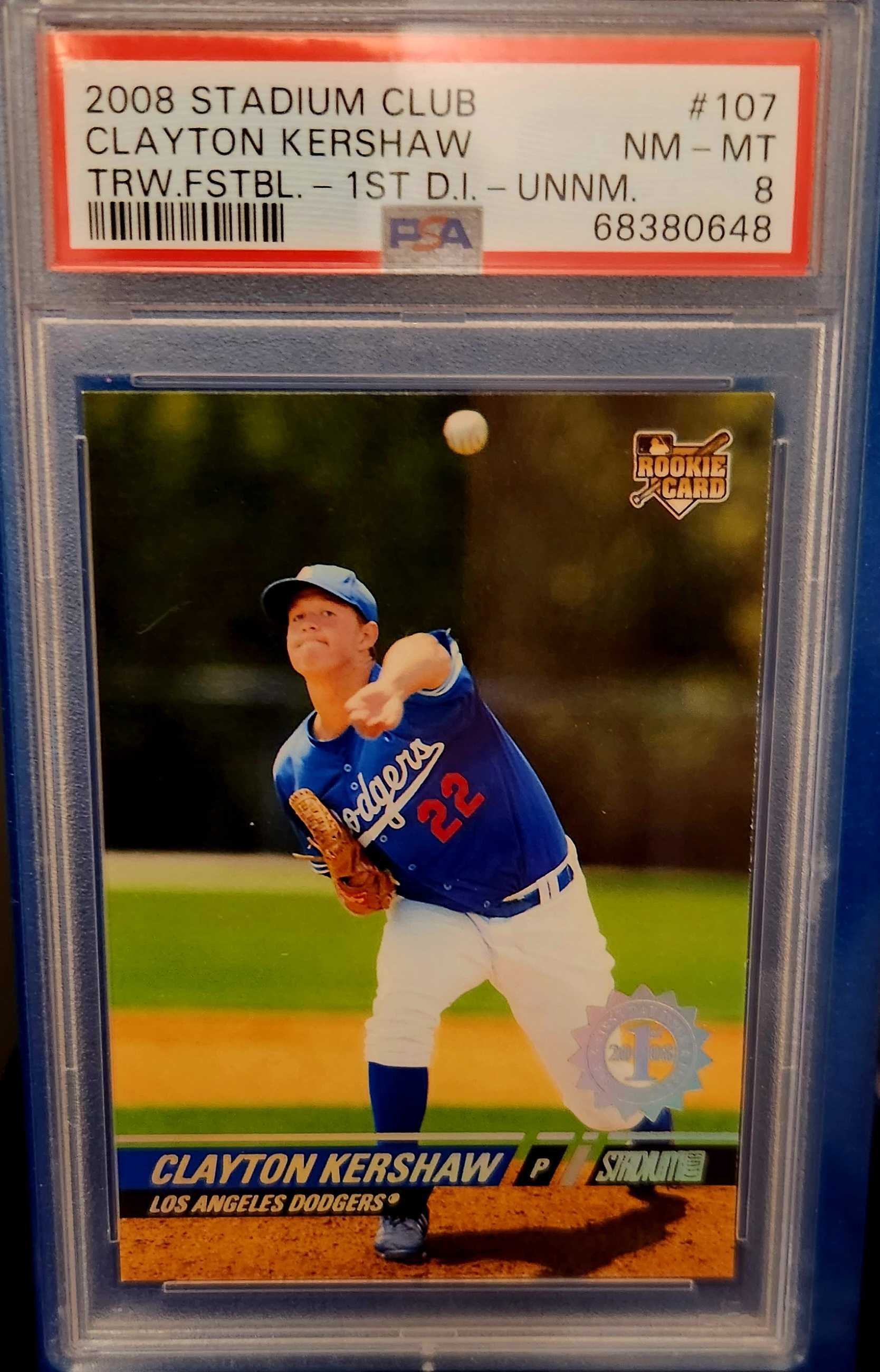 2008 Stadium Club Clayton Kershaw Rookie Card #107 PSA 8