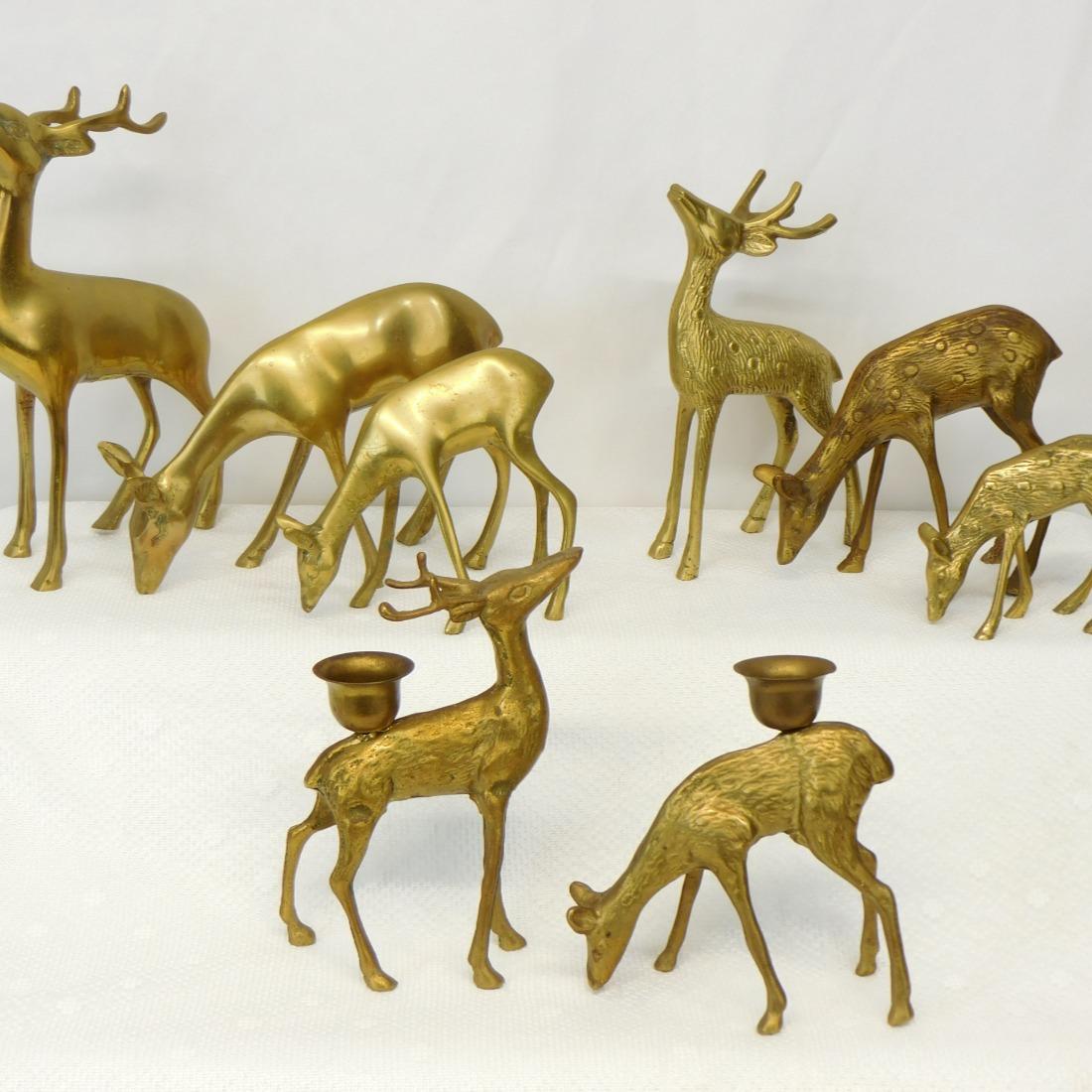 Brass Deer Statue Deer Family Deer Candleholders Brass Accents Brass ...