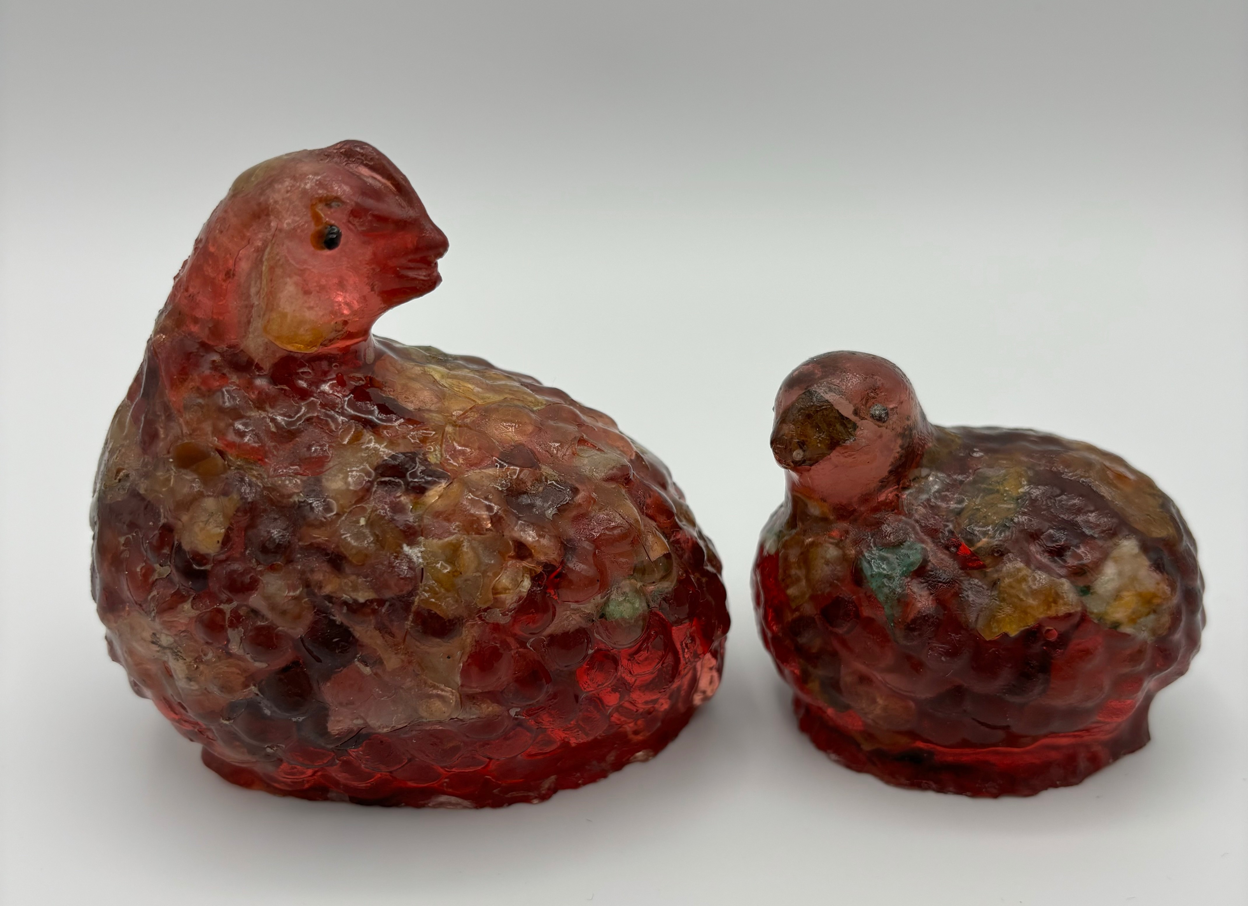 Vintage Vomit Art Lucite Quails