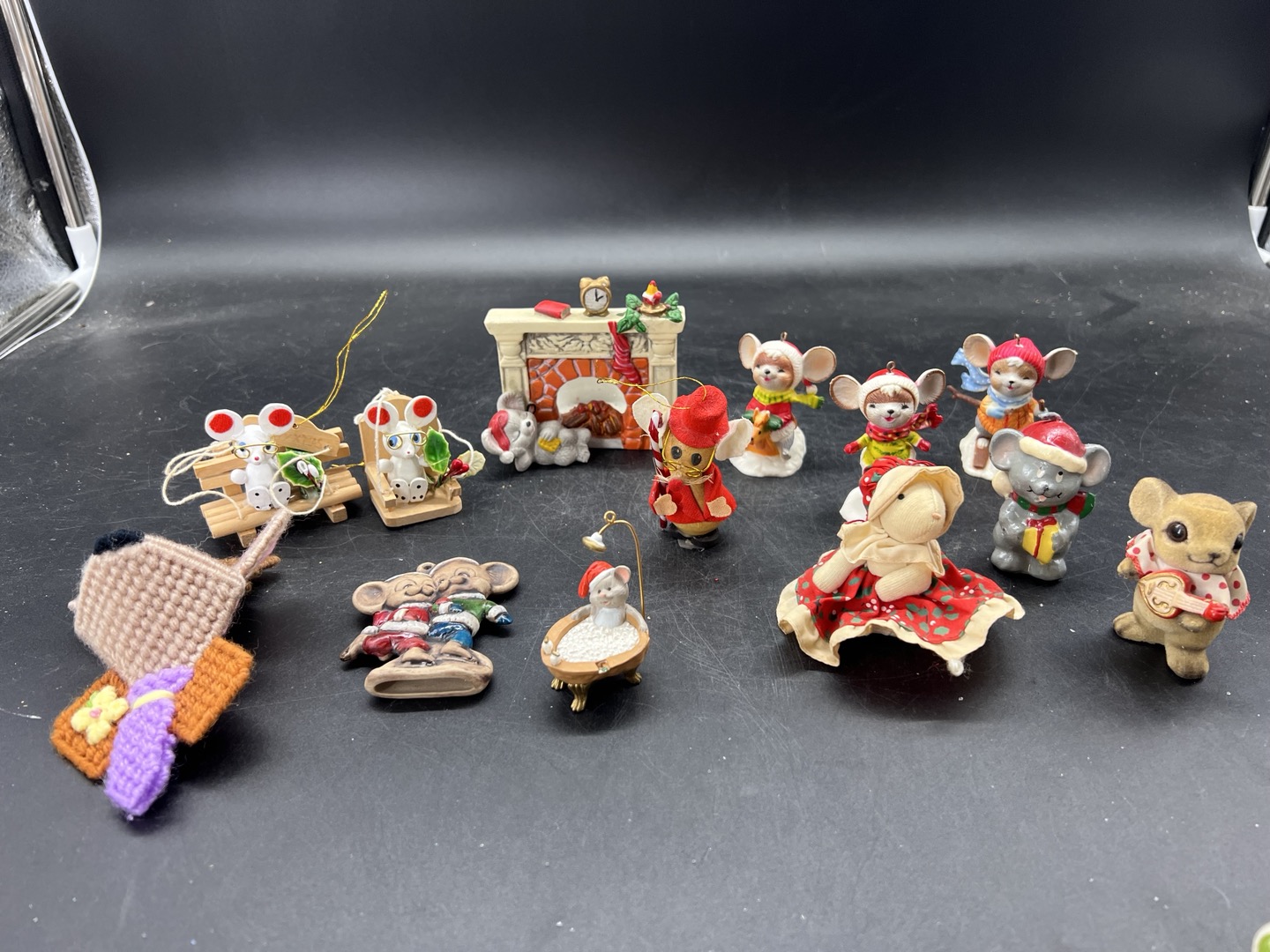 Vintage Large Eared Mouse Christmas Ornaments 14 Piece Bundle