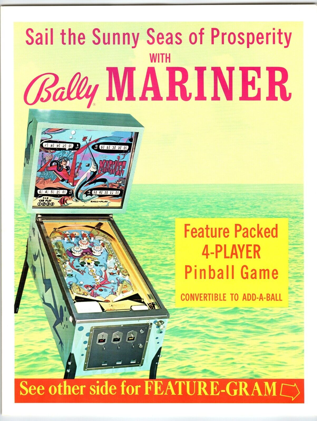 Mariner Pinball Machine FLYER Retro Fishing Underwater Mechanical ...