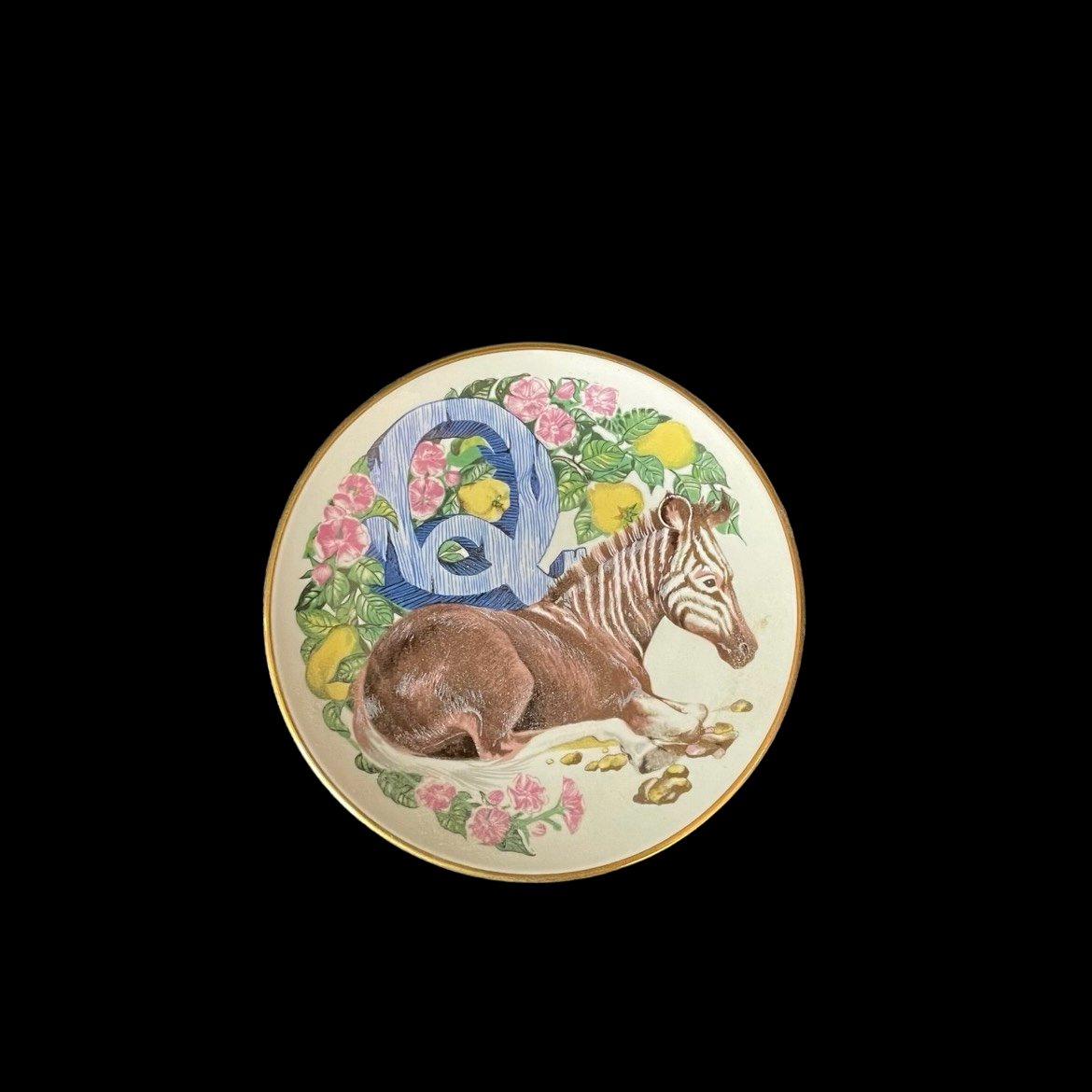 Miniature Plate Letter Q Quagga Franklin Porcelain The Animal Alphabet ...