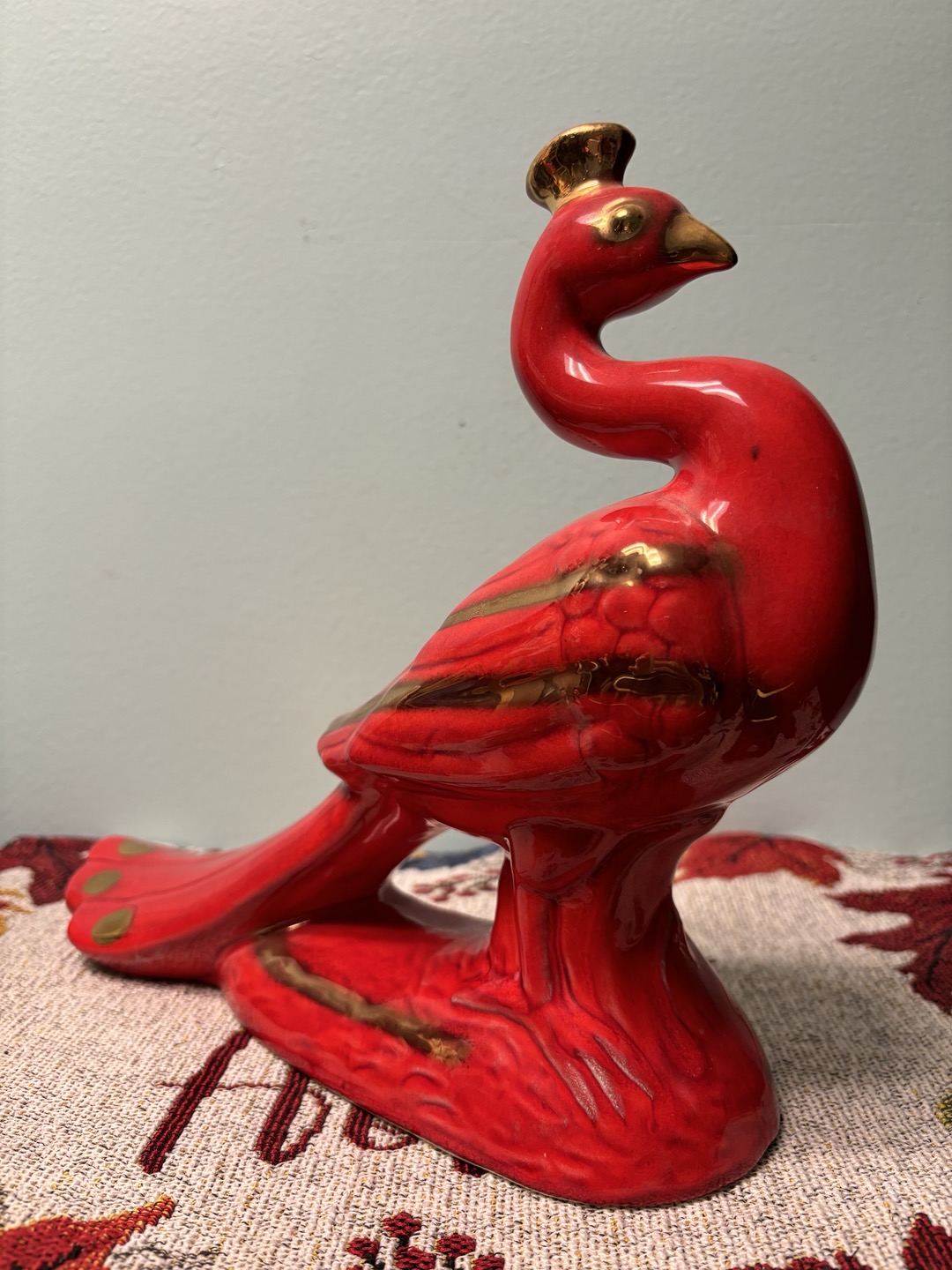 MAURICE CALIFORNIA POTTERY CERAMICS VTG MCM MID-CENTURY MODERN Red Peacock