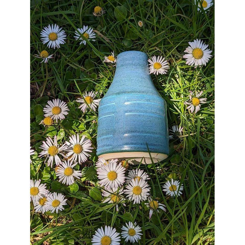 Beautiful Guggenheim Pottery Vase Gradient Blues with Squared Accents ...