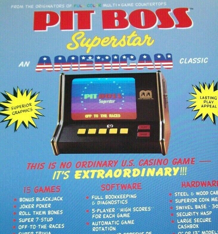 Merit Pit Boss Superstar Arcade Flyer Original UNUSED Vide Game Art 8.5 ...