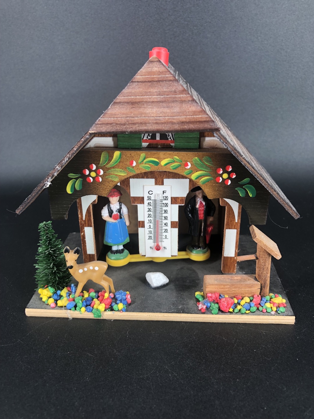 Vintage German Weather Cabin Thermometer Barometer