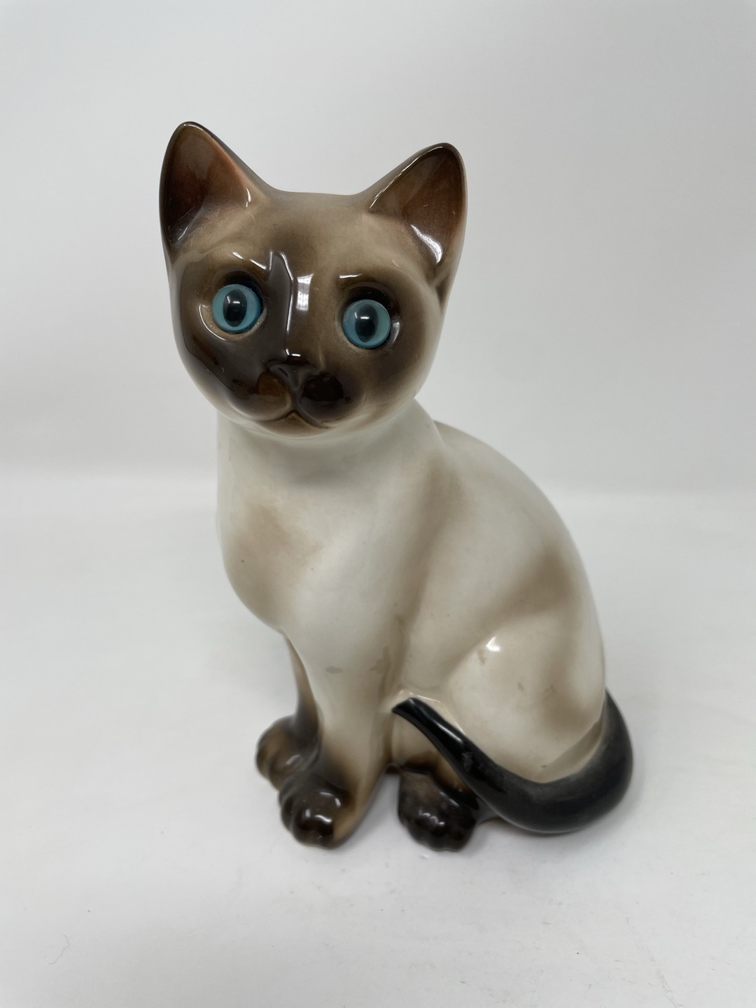 Vintage Enesco Siamese Cat Figurine 7” Tall