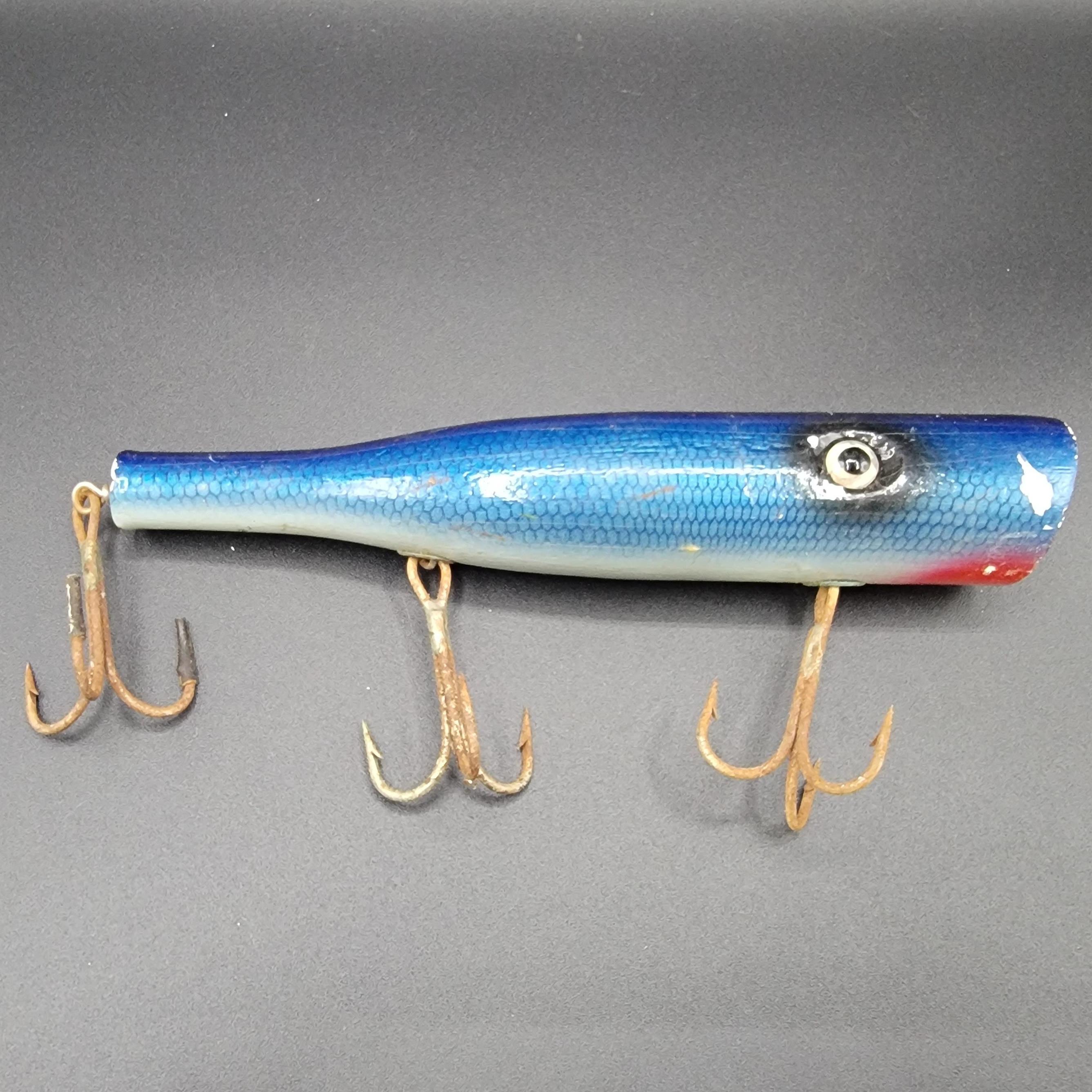1950's Masterlure 7.5" Wooden Top Water Fishing Lure, Glass Eyes