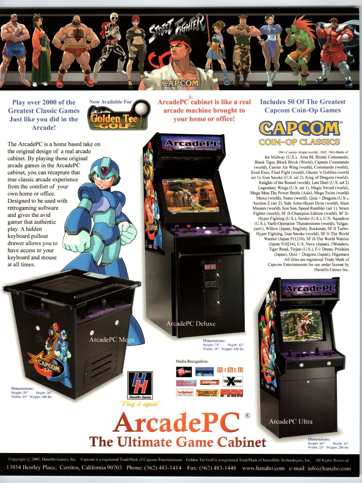 ArcadePC Multi Game System Flyer Original 8.5" x 11" Street Fighter ...