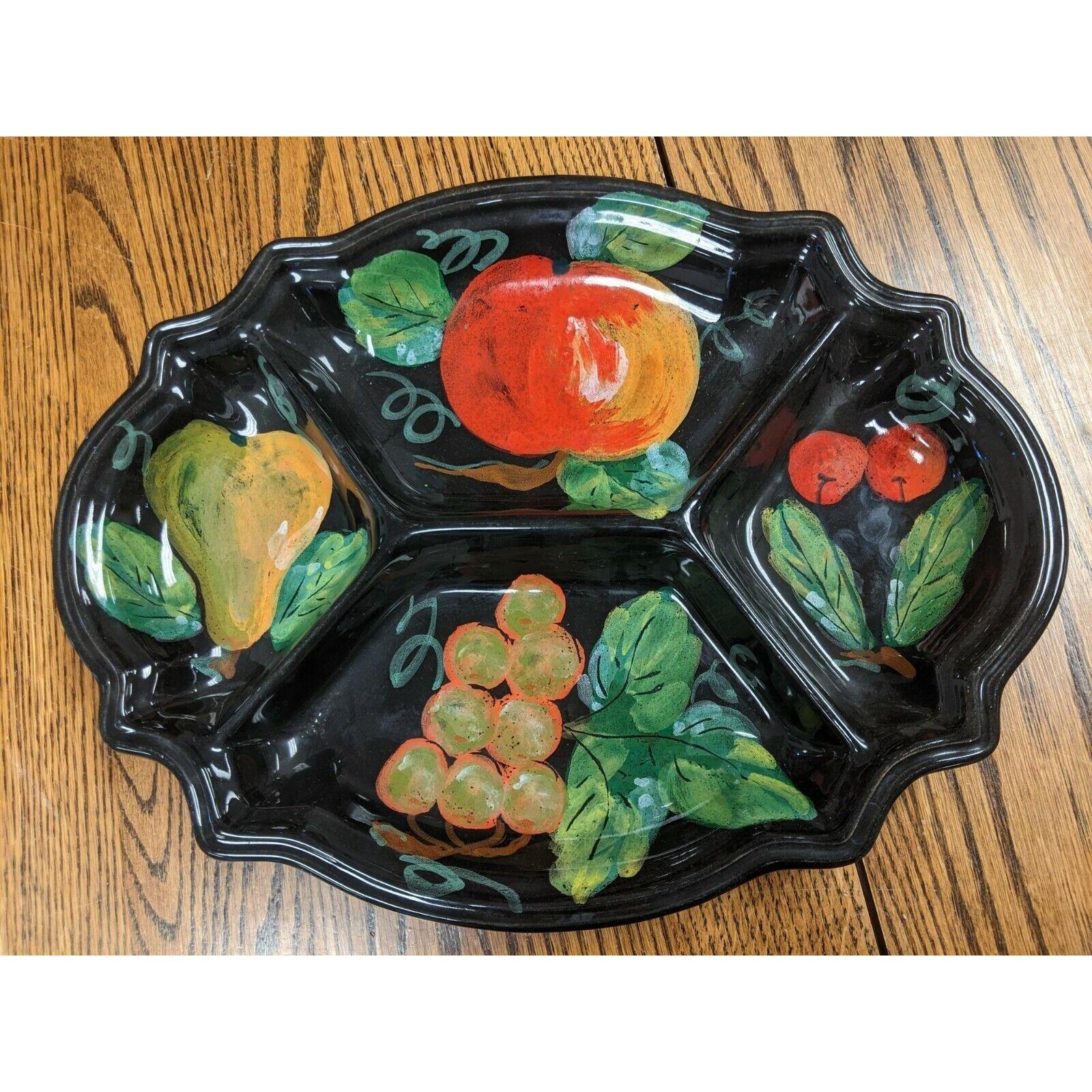 Artimino Tuscan Fruit Hand painted Divided plate serving platter dish ...