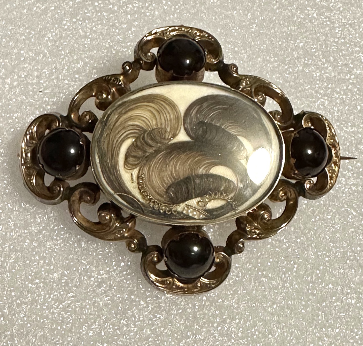Victorian Mourning Hair Jewelry Brooch