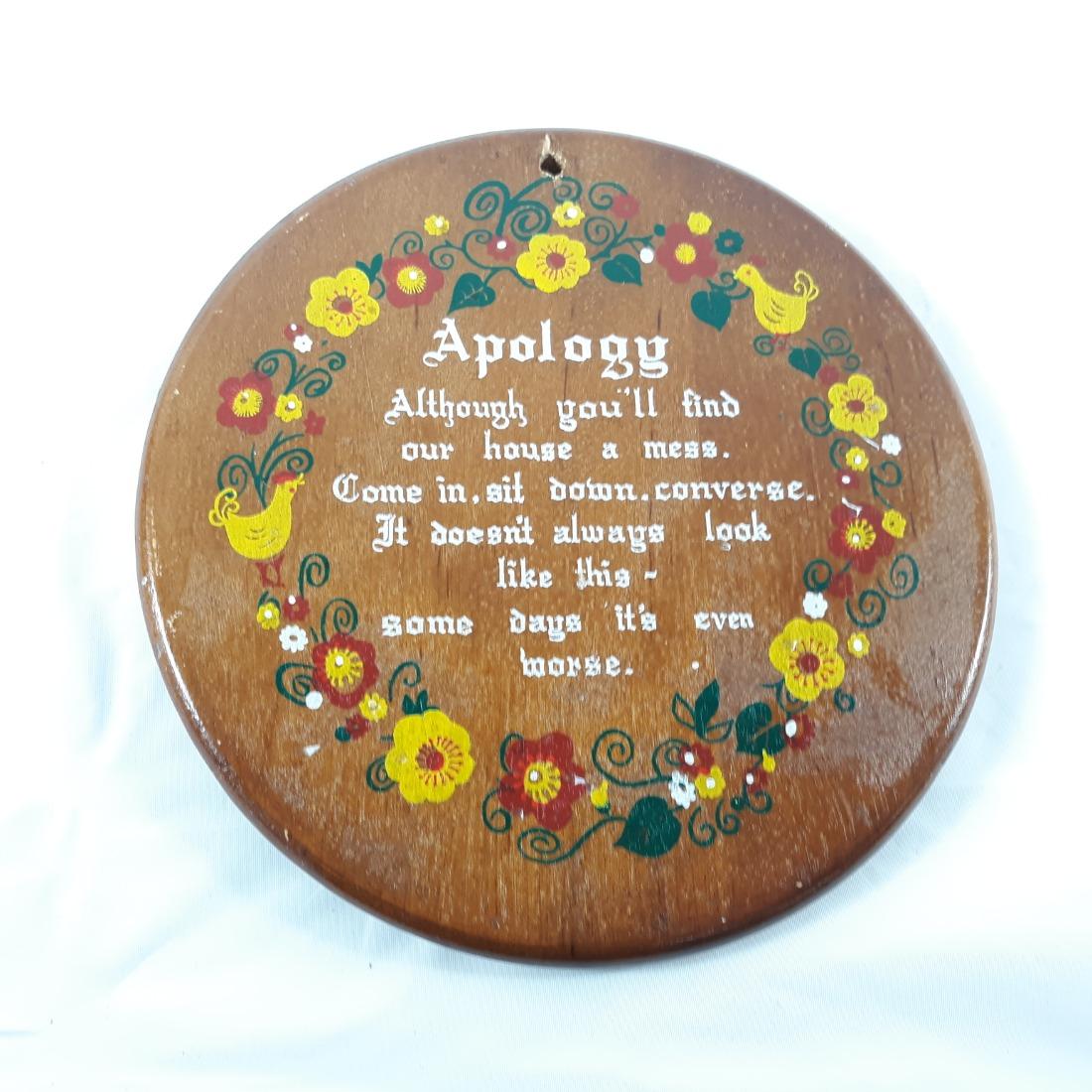 Apology House A Mess Saying Wooden Wall Plaque Vintage