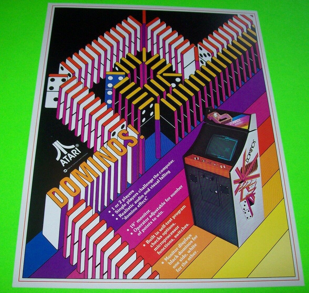 Dominos Arcade FLYER 1977 Original Video Game Promo Game Artwork Retro ...