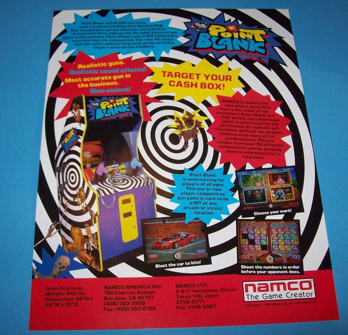 Point Blank Arcade FLYER Original 1994 NOS Video Game Promo Art Vintage ...