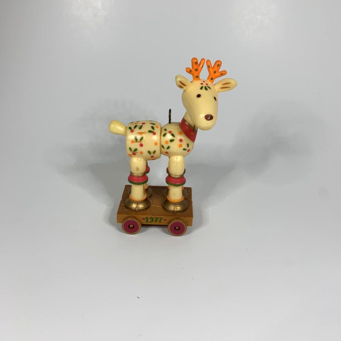 1977 Hallmark Reindeer Ornament Vintage Folk Art Christmas Hard Plastic