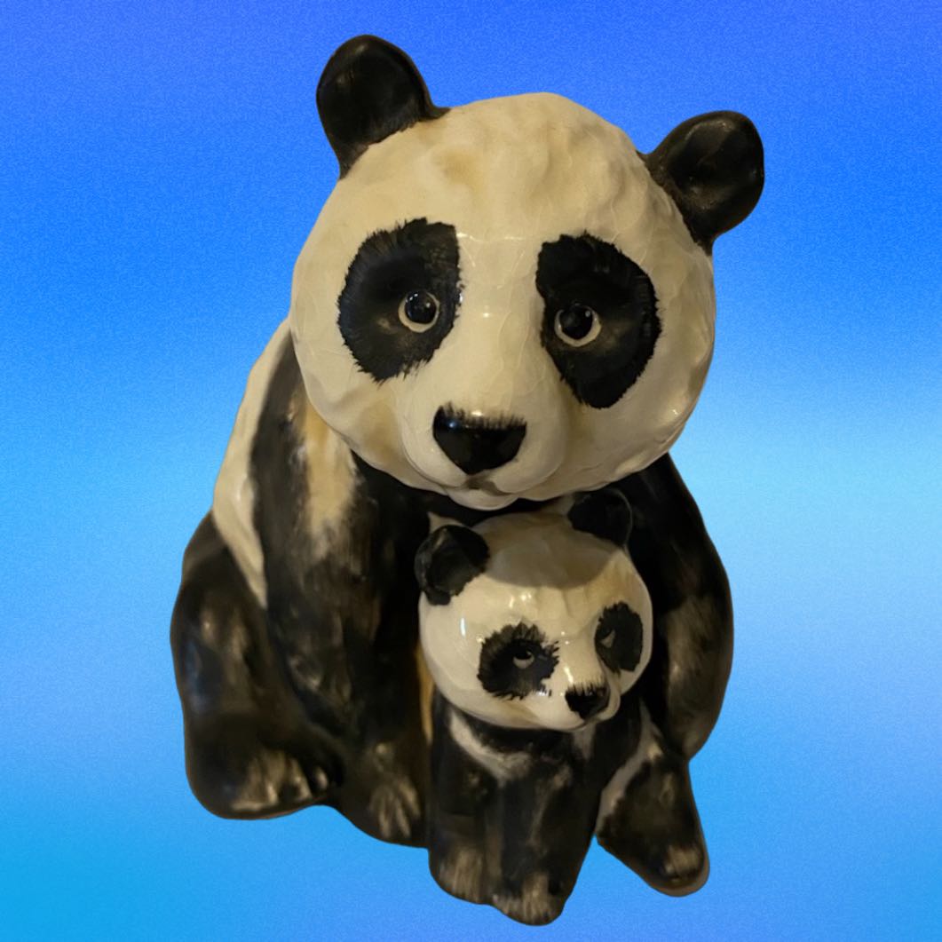 Vintage Goebel Porcelain Mother and Baby Panda Figurine, West Germany