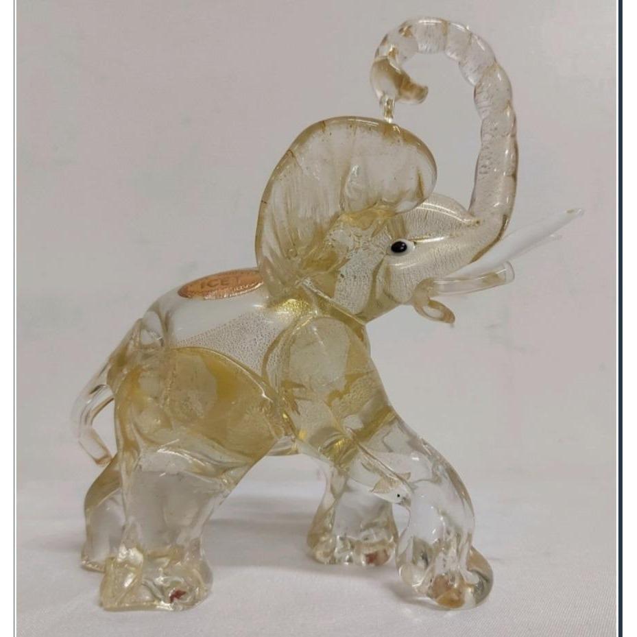 Arte Murano ICET Glass Elephant With Gold Inclusions Made In Venezuela ...