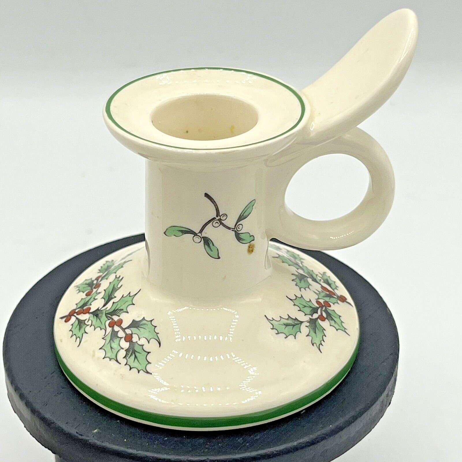 Vintage Spode Holly And Berries 3” Low Candle Holder SET OF 2