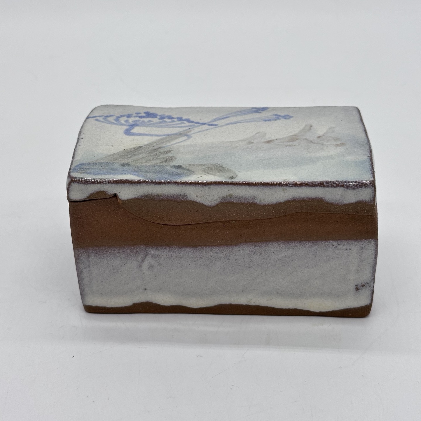 Art Slab Pottery Redware Unique Rectangle Hand Painted Trinket Vanity Box