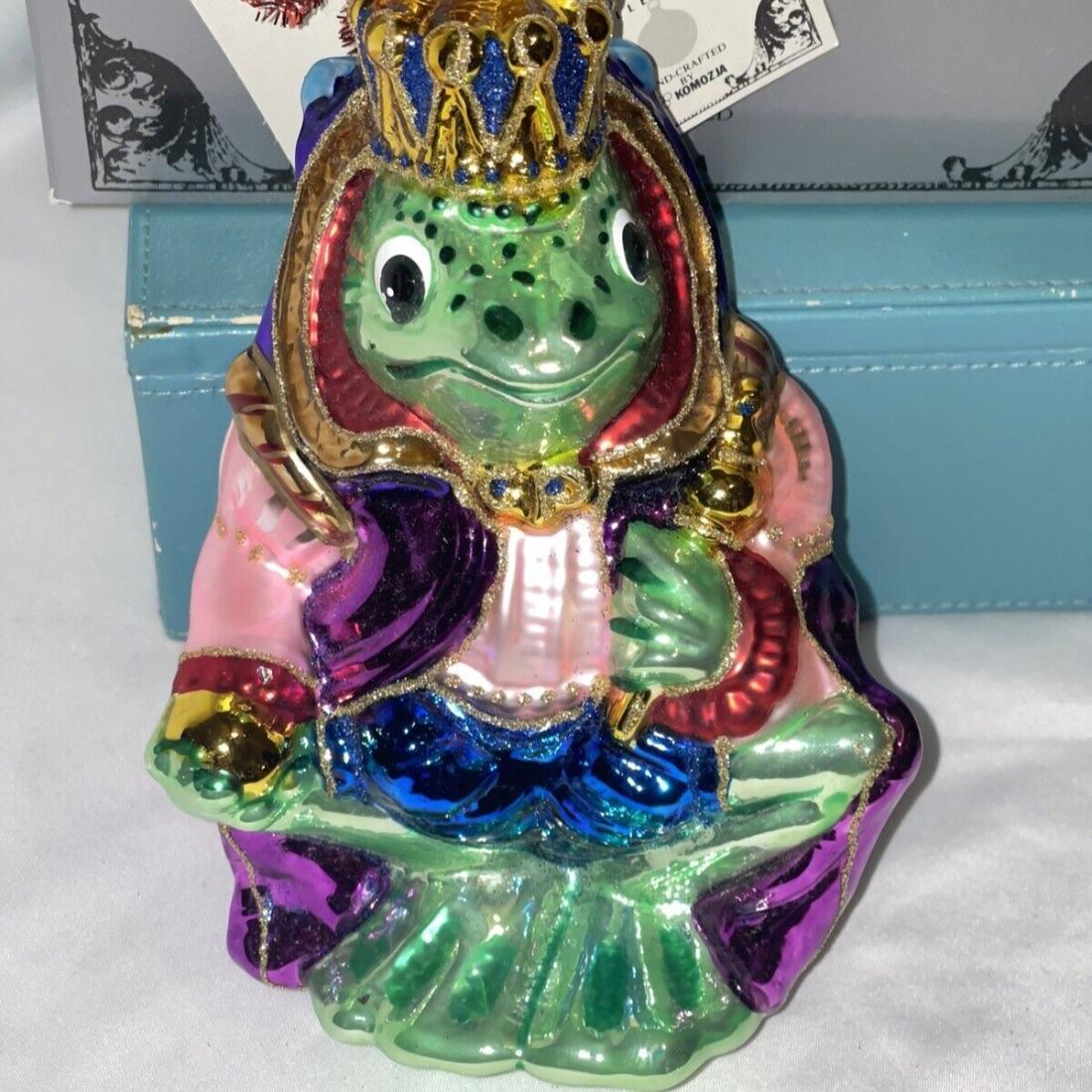 Rare Kurt Adler Polonaise Blown Glass Ornament 7” Frog King AP1000