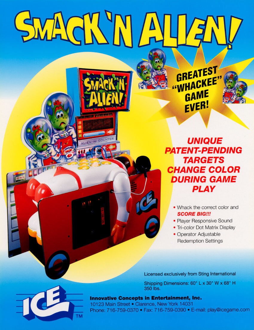 Ice Smack'n Alien Original NOS Mallet Whacking Arcade Game Flyer Space ...