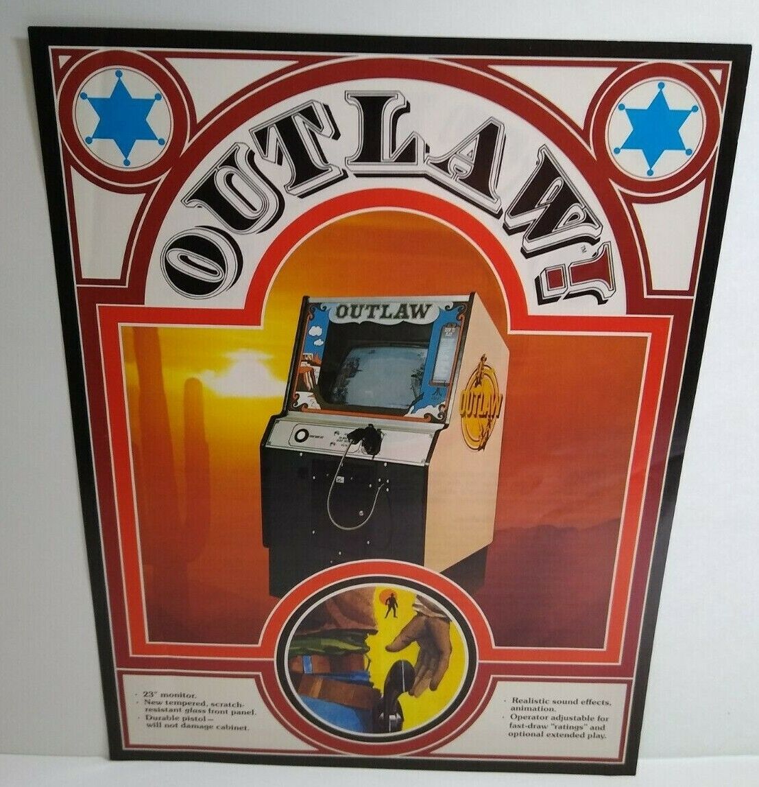 Outlaw Arcade FLYER Original 1976 Retro Video Game Paper Cowboy Rifle ...
