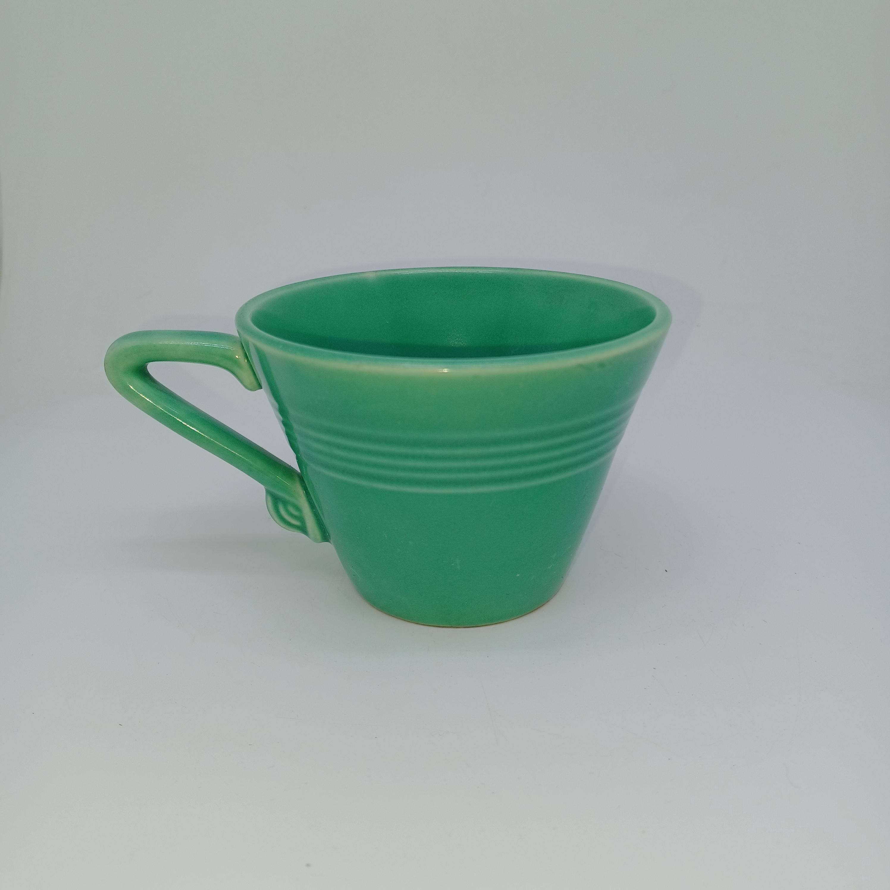 1940s Homer Laughlin Green Harlequin Coffee or Tea Cup Triangle handle