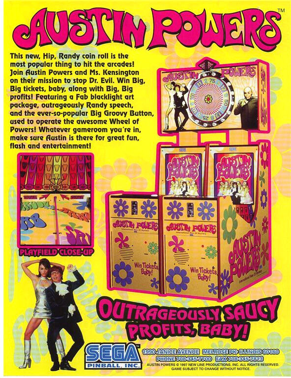 AUSTIN POWERS 1997 ORIGINAL NOS ARCADE GAME MACHINE FLYER Vintage Promo Art