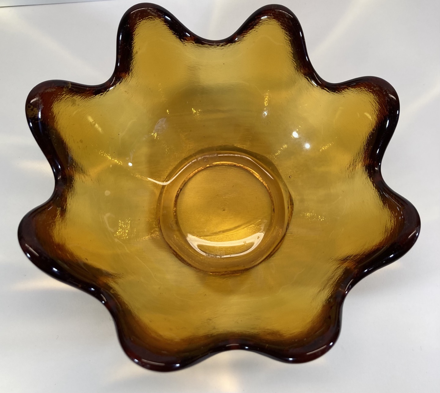 BLENKO Art Glass Amber Lotus Petal Small Bowl