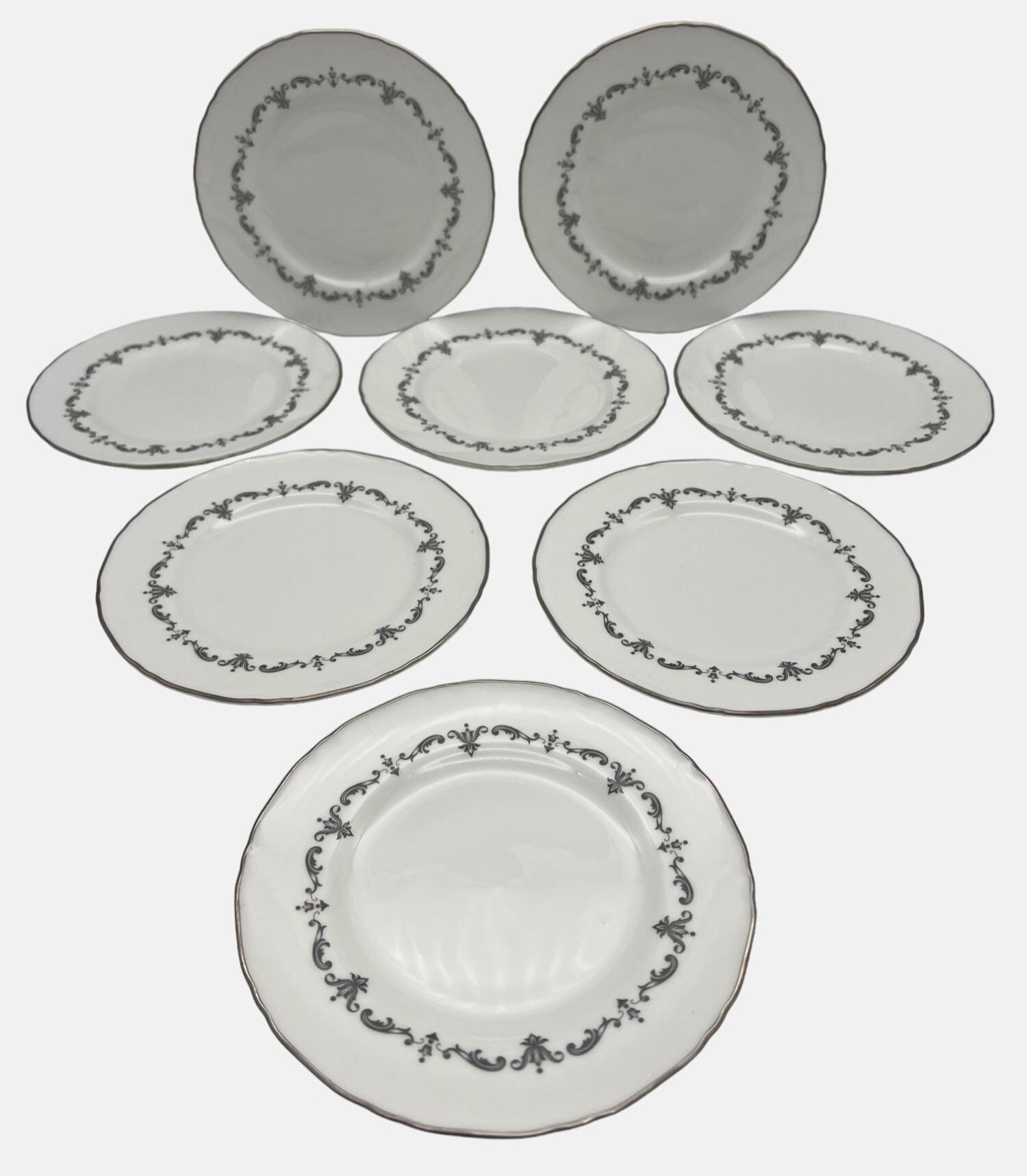 Royal Worcester Silver Chantilly 8 Bread Plates Fine Bone China ...