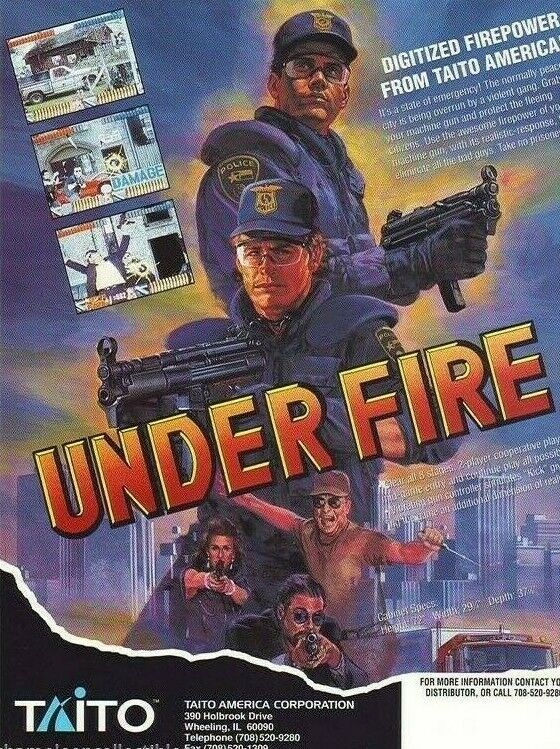Under Fire Arcade FLYER Original 1993 Video Game Artwork Vintage Retro Promo