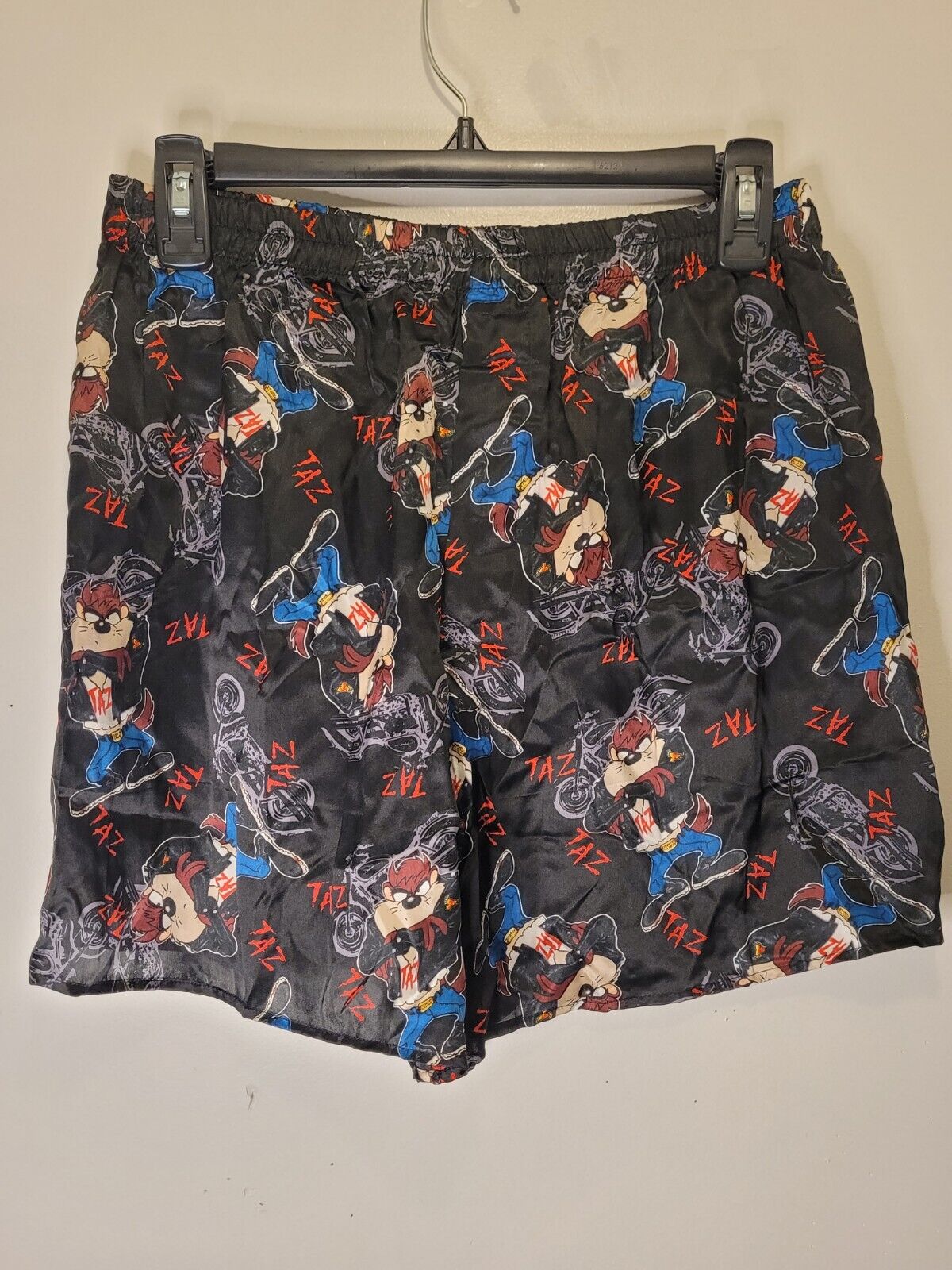 Vintage Looney Toons Mania Tazmanian Devil Silk Boxer Shorts Motorcycle NWT