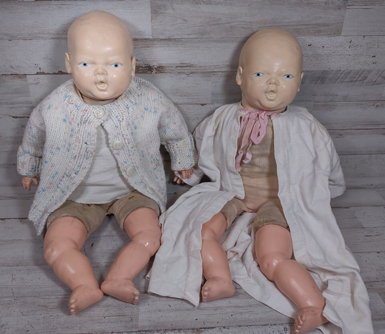 2 Vintage Crying Baby Dolls Soft Body Soft Plastic Head Voice Box *NON ...