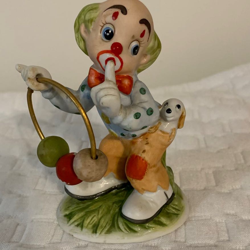 Lefton Clown "shushing" Dog in Pocket with Jumping Ring/Hoop loss of ...