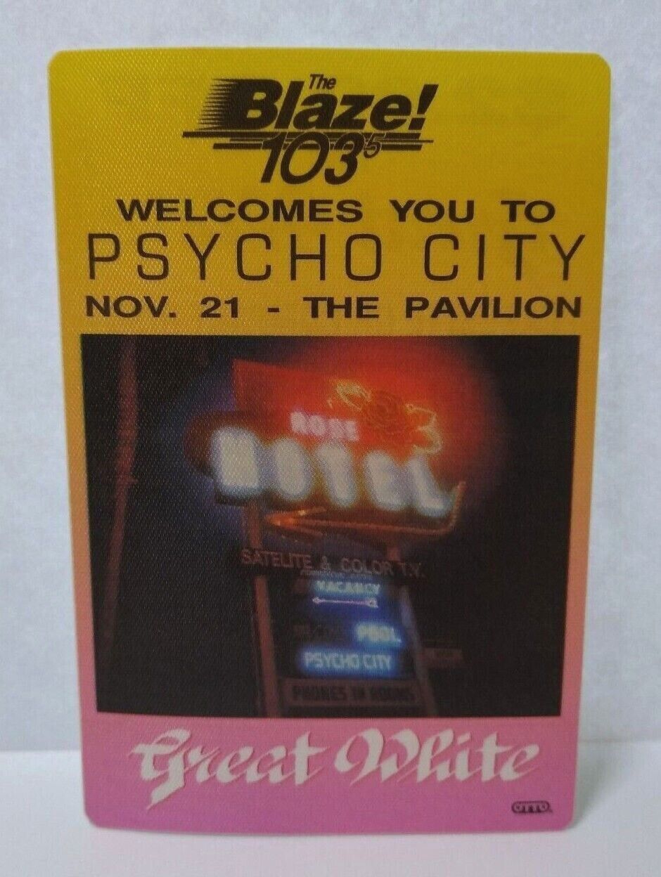 Great White Psycho City 1992 Cloth Backstage Pass Original Glam Rock ...