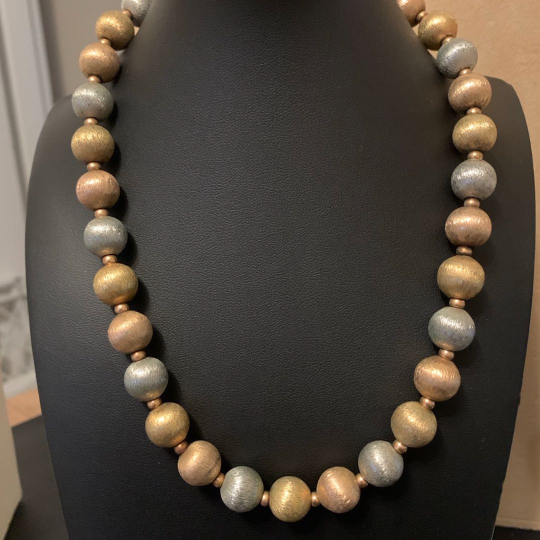 Bronze Milor Of Italy Tri Color Bead Necklace