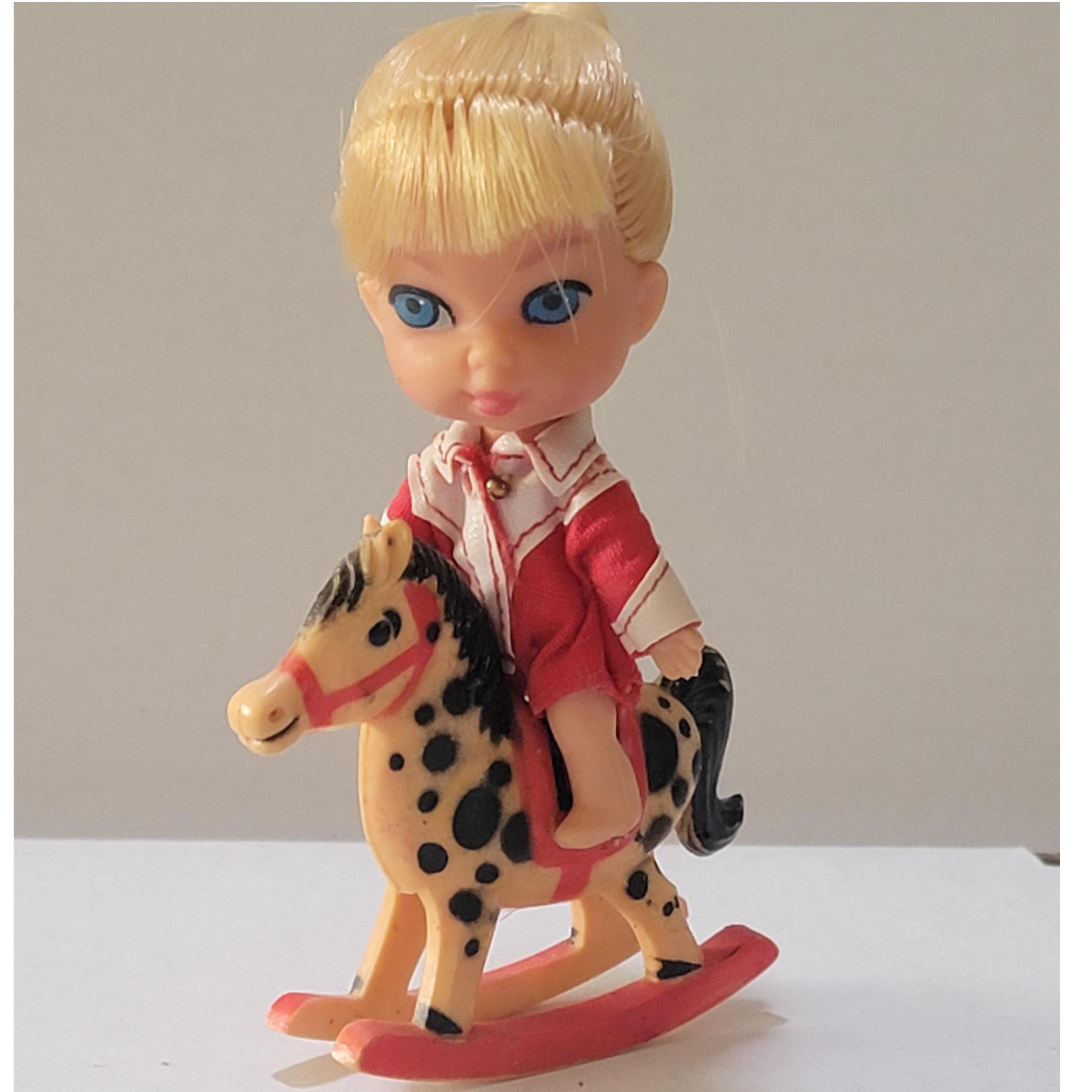 Vintage Mattel Liddle Kiddles Calamity Jiddle Doll & Rocking Horse