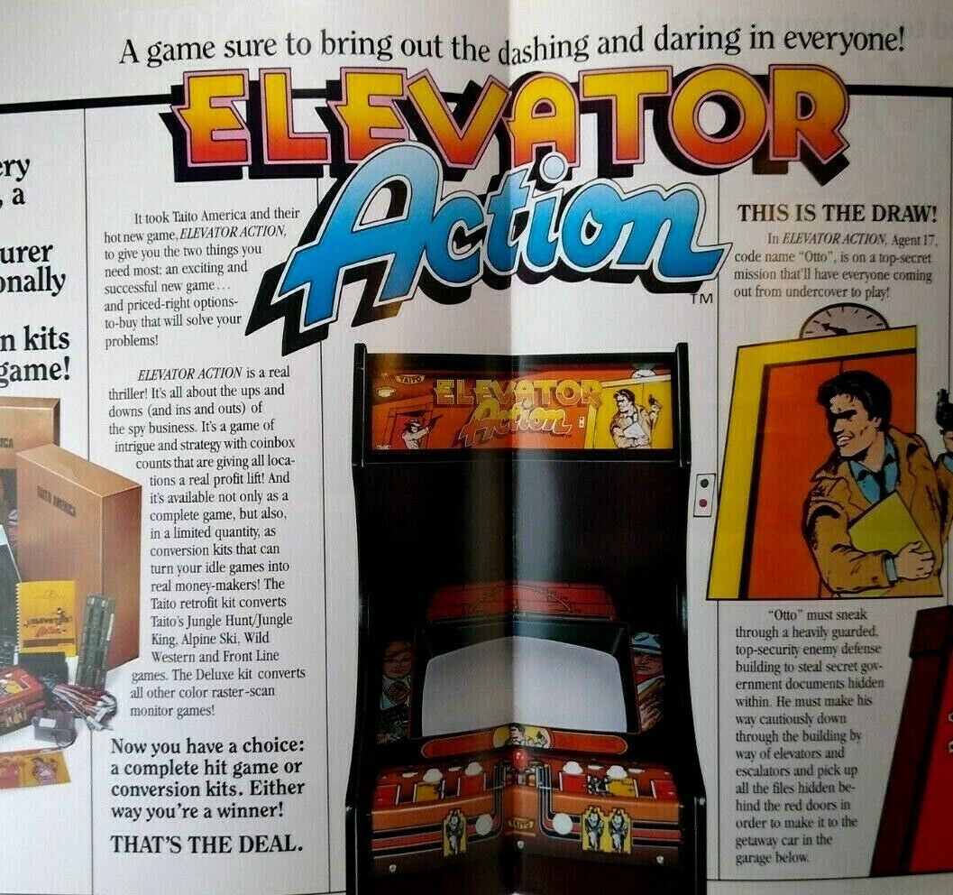 Elevator Action Arcade Flyer 1983 Original Video Game Art Retro 8.5" x 11
