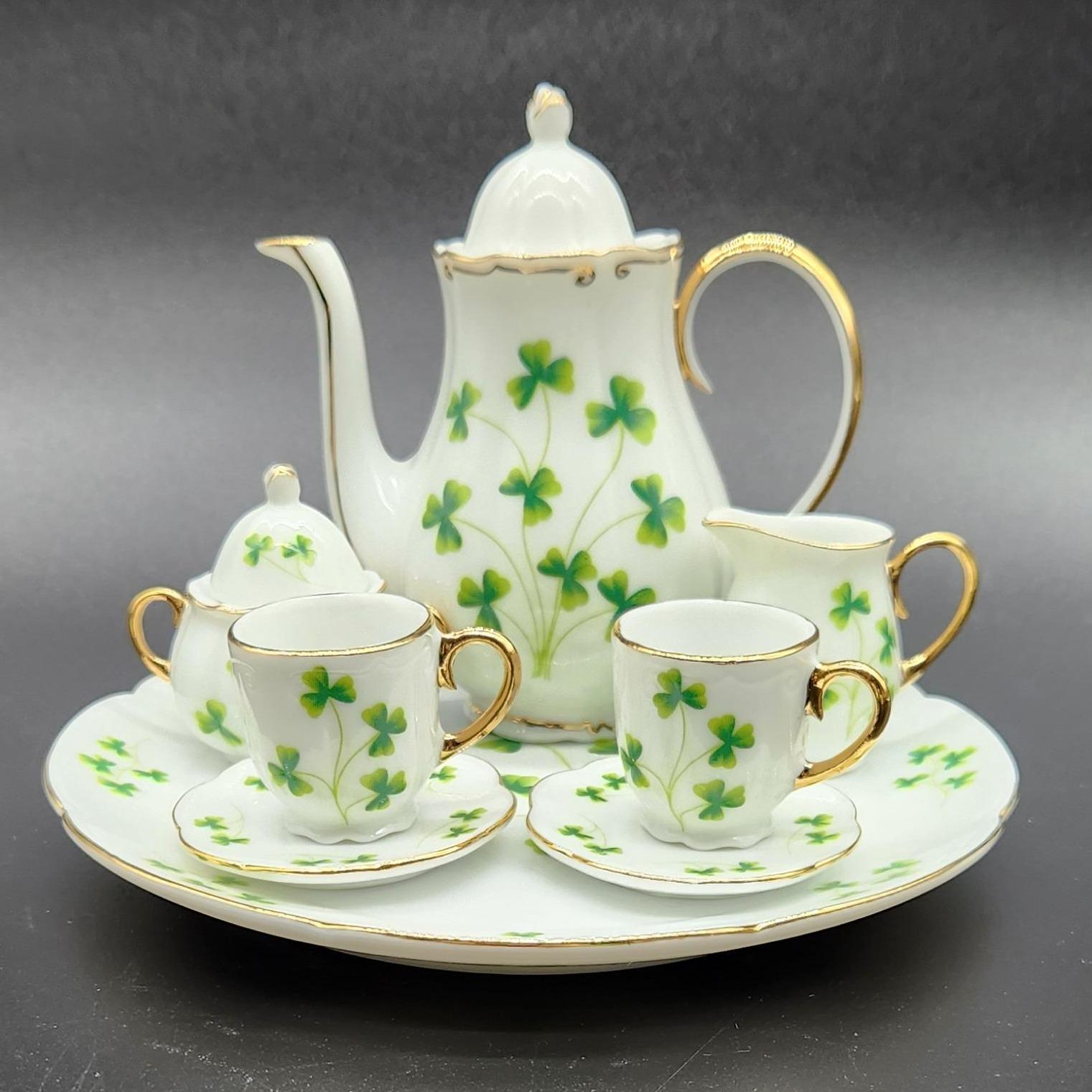 Vintage Shamrock Tea Set with Gold Trim