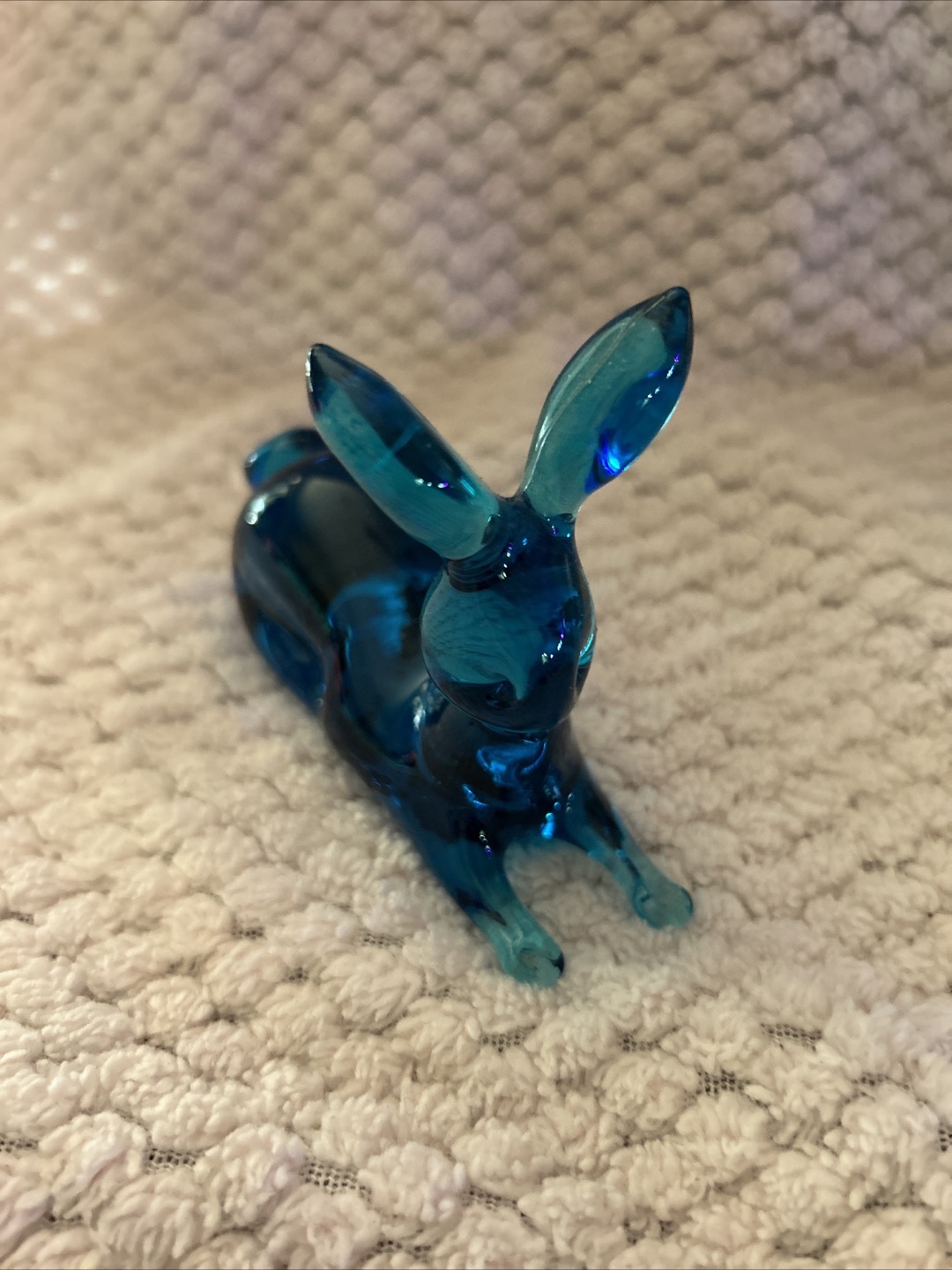 Cobalt Blue Glass Bunny Rabbit