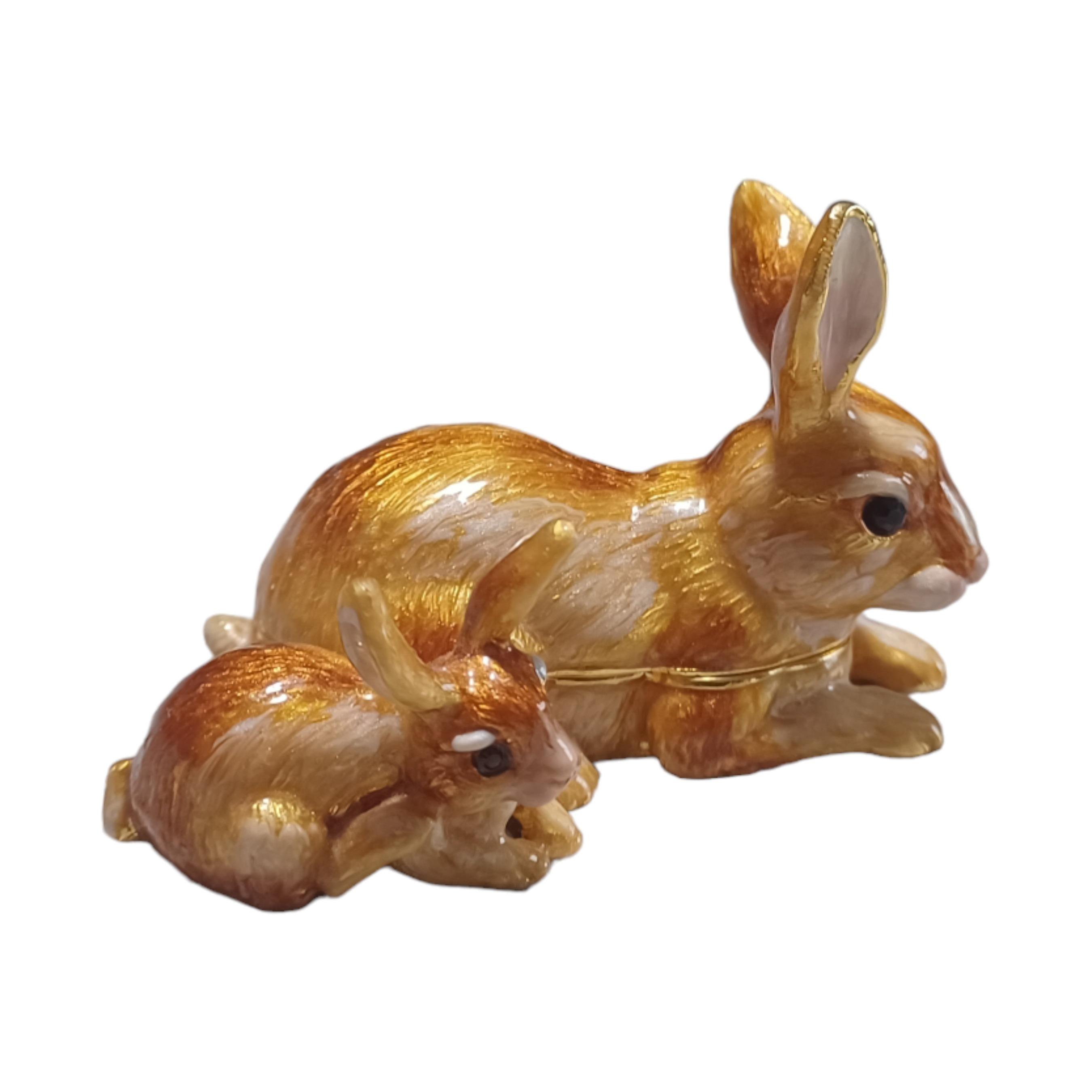 Jay Strongwater Rabbit Mother and Baby Fine Enamel Compact Estee Lauder ...