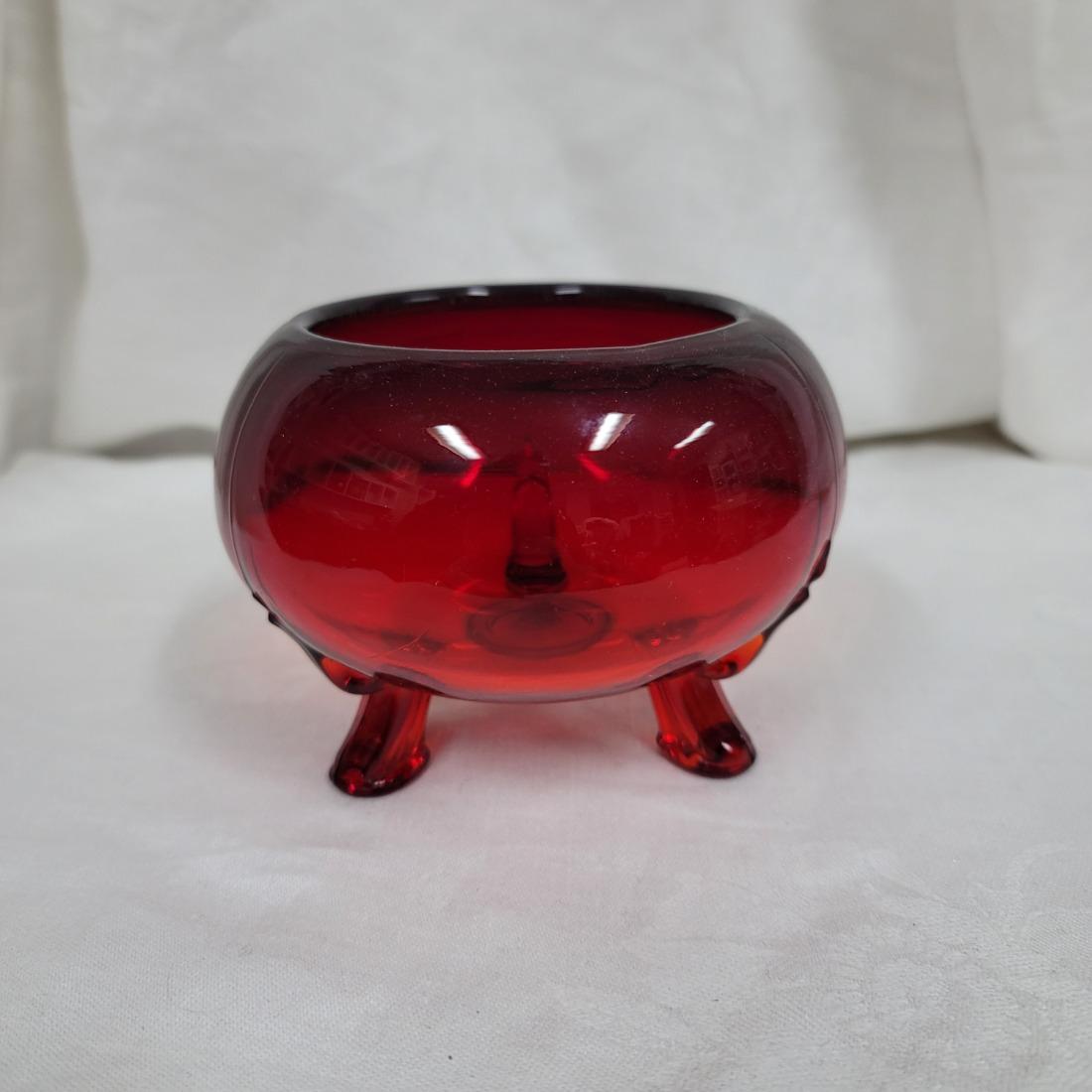 MCM Viking Ruby Red Flowerlite Vase, Bowl